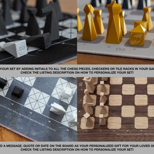 Modern Geometric Chess Set, Personalized Gift, Roll-up Chessboard, 3D ...