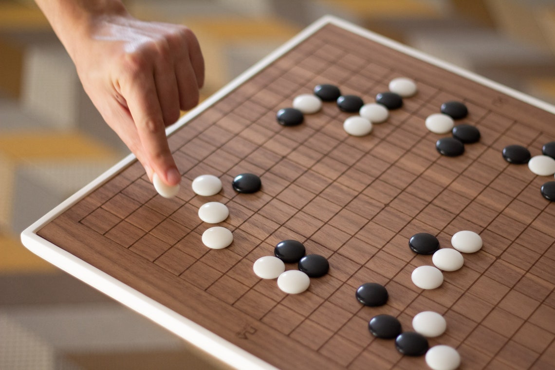 Modern Go Set, Wooden Go Board Game, Handmade Unique Go Set With Board ...