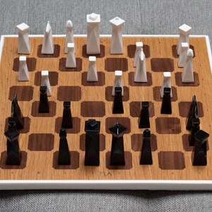 Modern Chess Set, Resin Chess Pieces, Handmade Unique Chess Set W ...