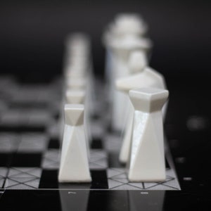 Modern Geometric Handmade Chess Pieces | Unique Resin Pieces Weighted ...