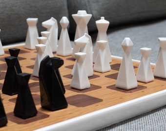 Modern Geometric Handmade Chess Pieces Unique Resin Pieces | Etsy