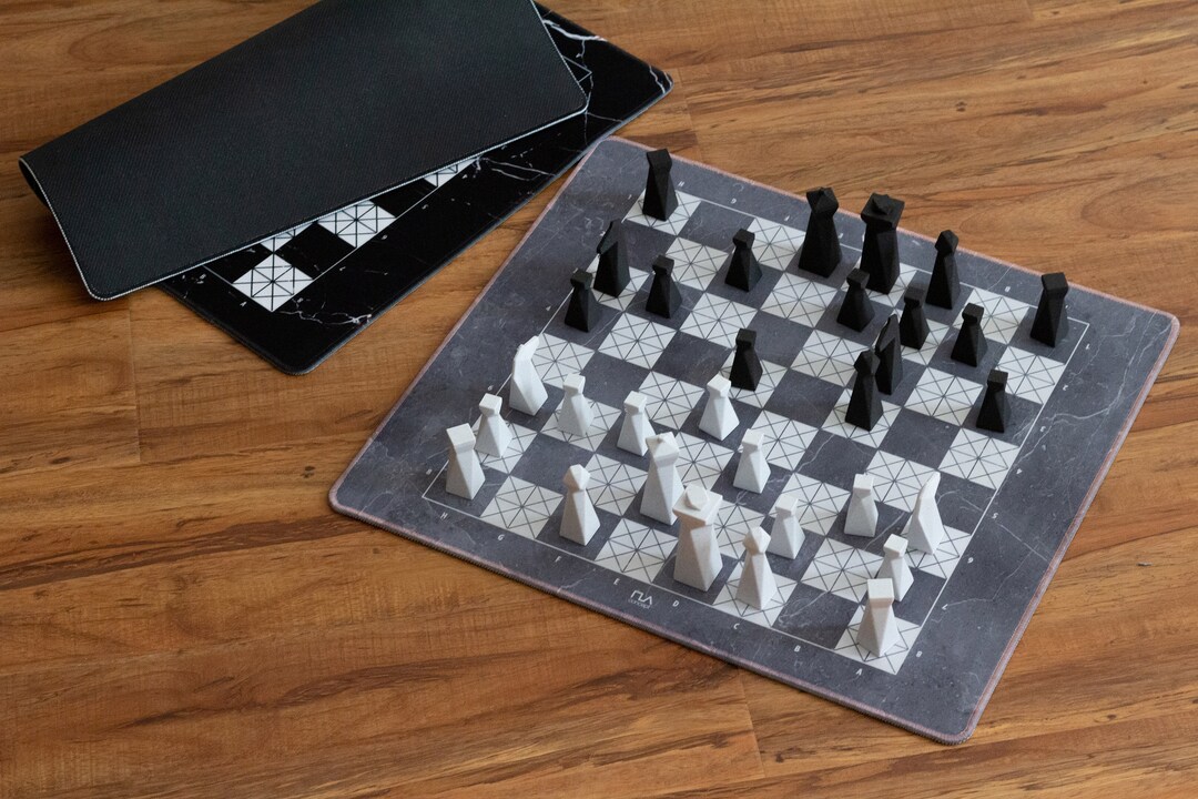 Modern Geometric Chess Set, Personalized Gift, Roll-up Chessboard, 3D ...