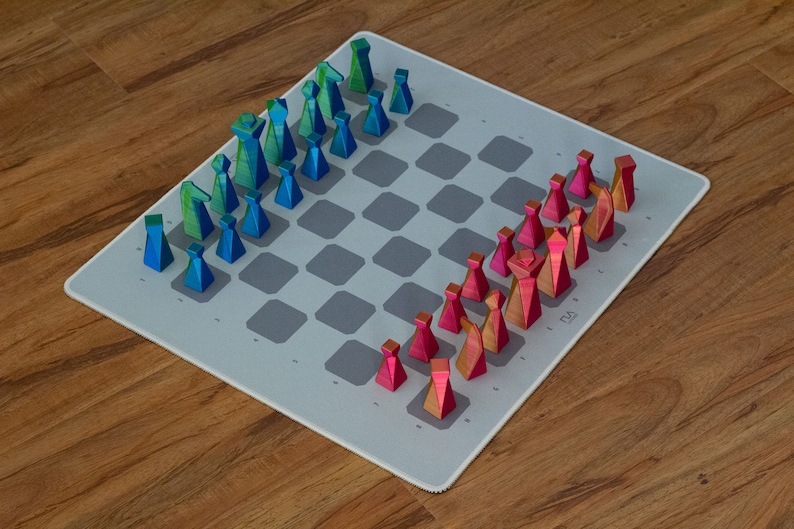 Dual Color Weighted Chess Pieces, Modern Geometric 3D Printed Chess ...