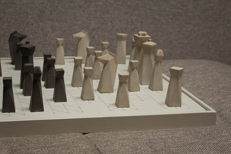 Concrete Handmade Modern Geometric Chess Pieces no - Etsy