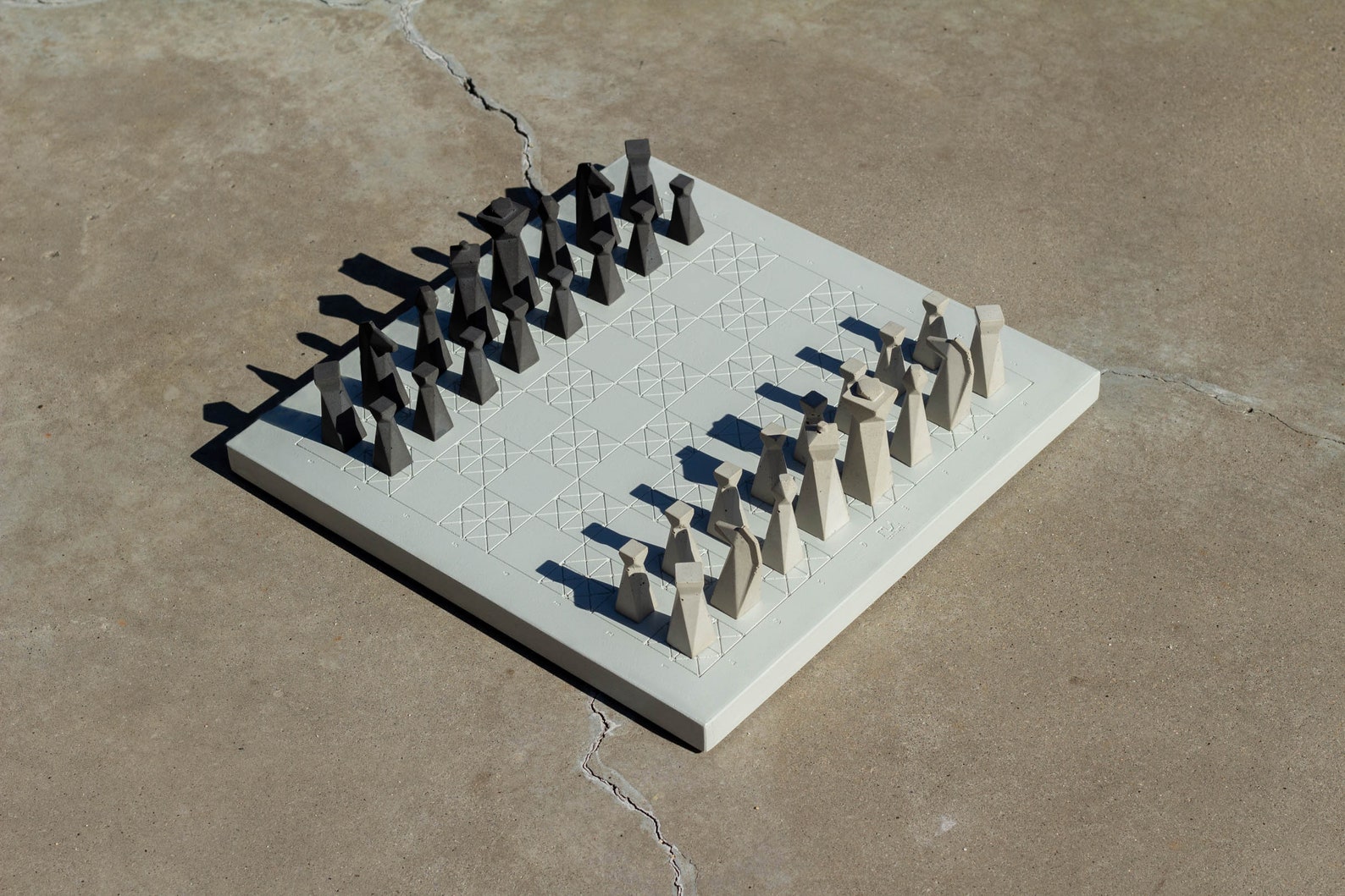 Handmade Modern Concrete Geometric Chess Set With Concrete - Etsy