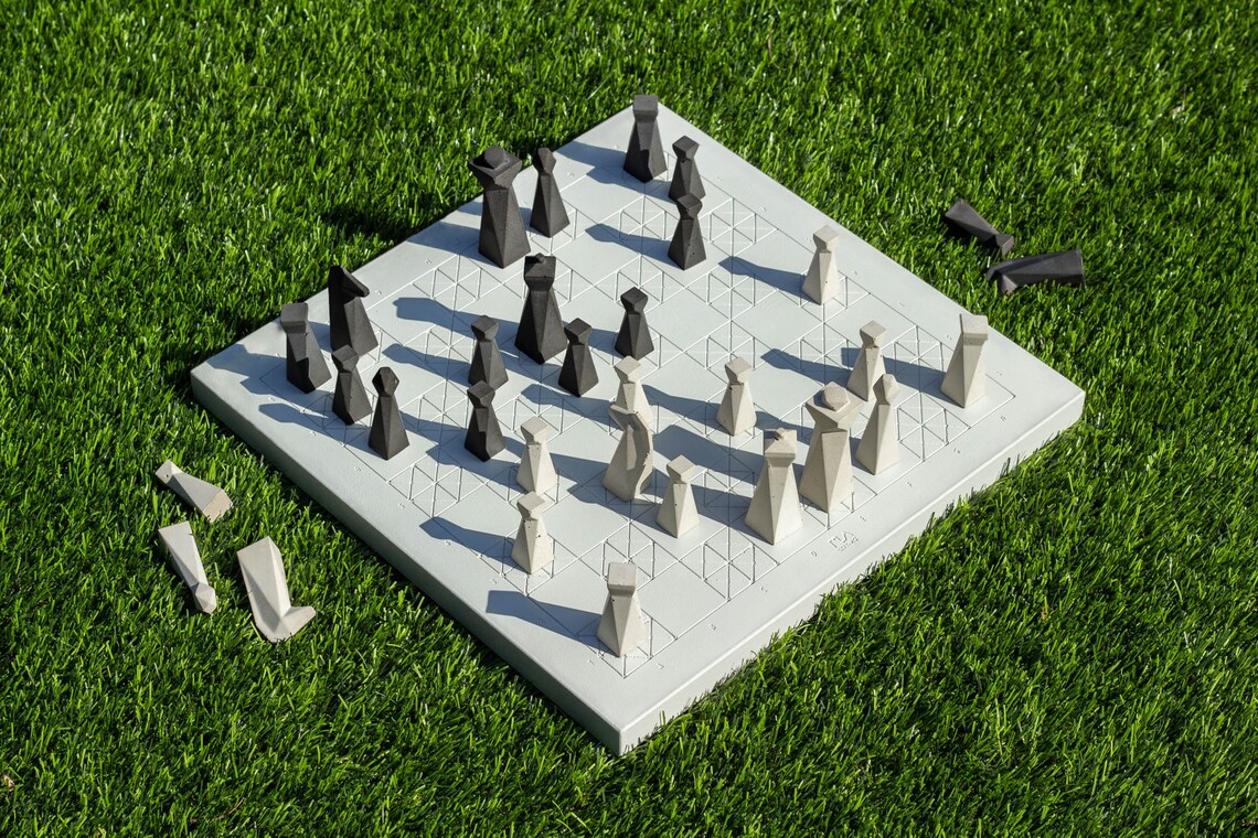 Handmade Modern Concrete Geometric Chess Set With Concrete - Etsy