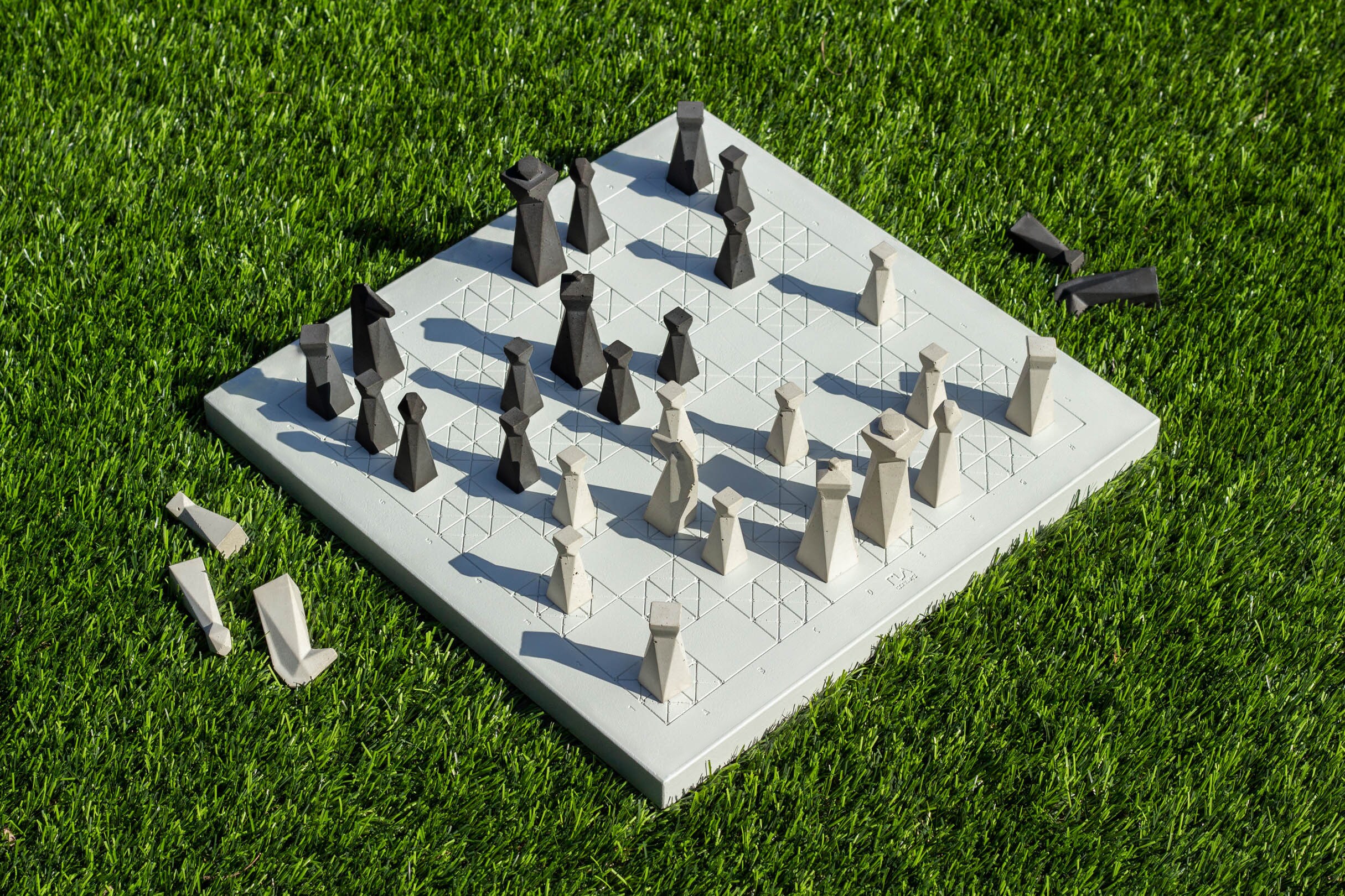 Handmade Modern Concrete Geometric Chess Set With Concrete - Etsy