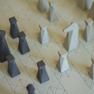 Concrete Handmade Modern Geometric Chess Pieces (no Chessboard) | Home ...