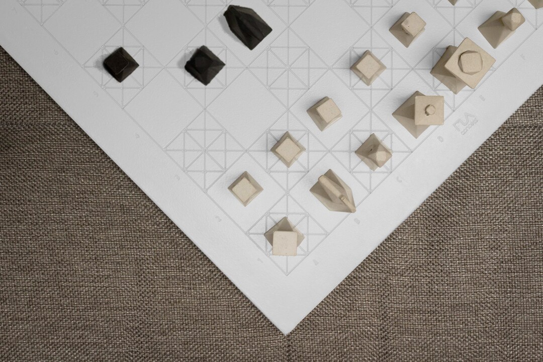 Handmade Modern Concrete Geometric Chess Set With Concrete Chess Pieces ...