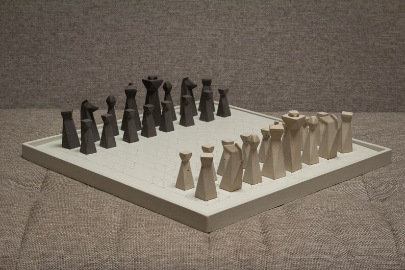 Concrete Handmade Modern Geometric Chess Pieces no - Etsy