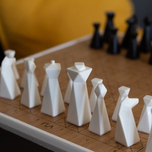 Modern Geometric Handmade Chess Pieces | Unique Resin Pieces Weighted ...