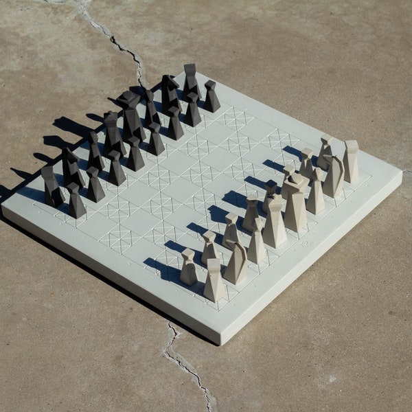 Concrete Geometric Chess Pieces - Etsy