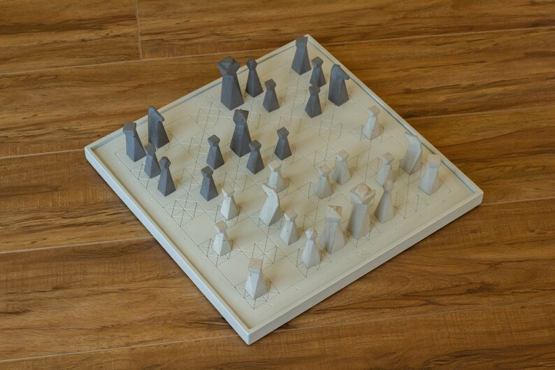 Handmade Modern Concrete Geometric Chess Set With Concrete - Etsy