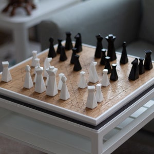 Modern Geometric Handmade Chess Pieces | Unique Resin Pieces Weighted ...