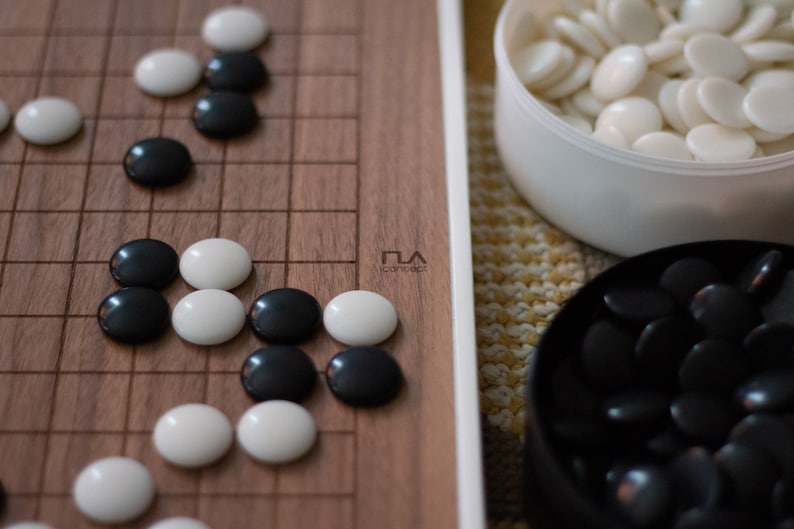Modern Go Set, Wooden Go Board Game, Handmade Unique Go Set With Board ...