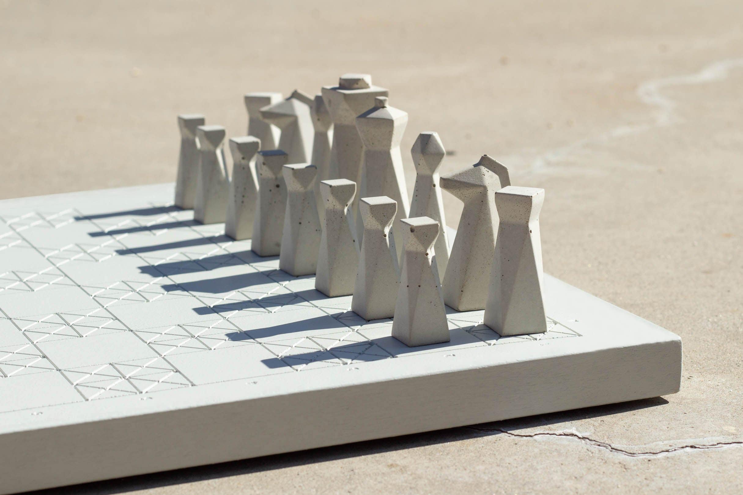 Handmade Modern Concrete Geometric Chess Set With Concrete - Etsy