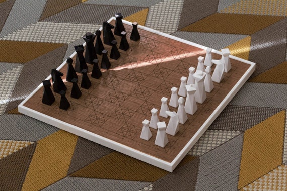 Modern Chess Set With Board Resin Chess Pieces Handmade - Etsy