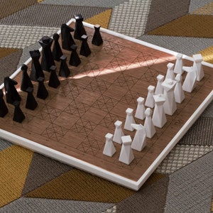 Modern Geometric Handmade Chess Pieces | Unique Resin Pieces Weighted ...