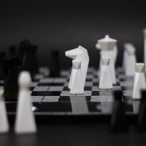 Modern Geometric Handmade Chess Pieces | Unique Resin Pieces Weighted ...