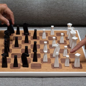 Modern Chess Set, Resin Chess Pieces, Handmade Unique Chess Set W ...