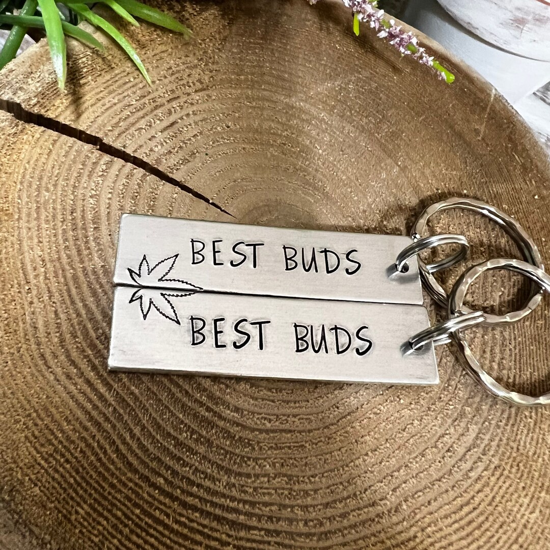 Best Buds Pot Leaf Keychain | Best Friends Keychain | BFF Keychain - Etsy