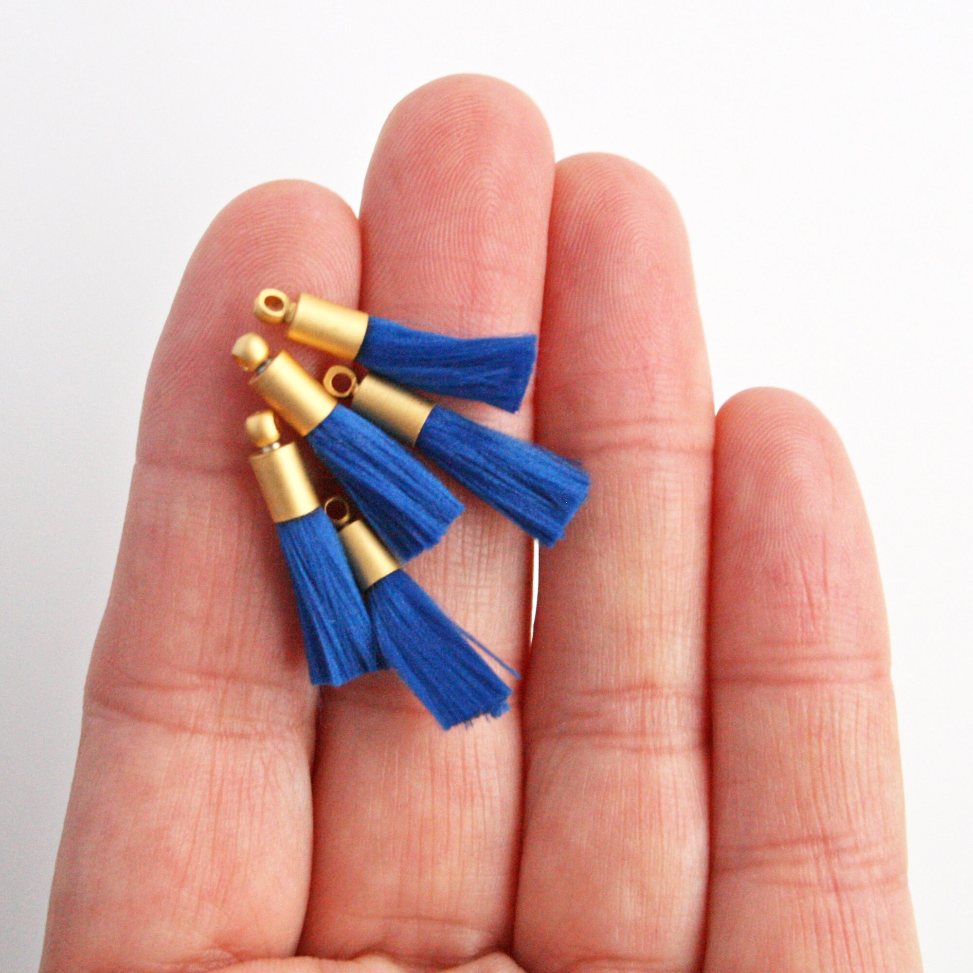 2pc Cobalt Blue Tassel With Gold Cap, Mini Tassels, Jewellery Tassel ...