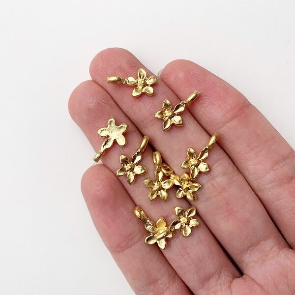 Gold Flower Charm - Etsy