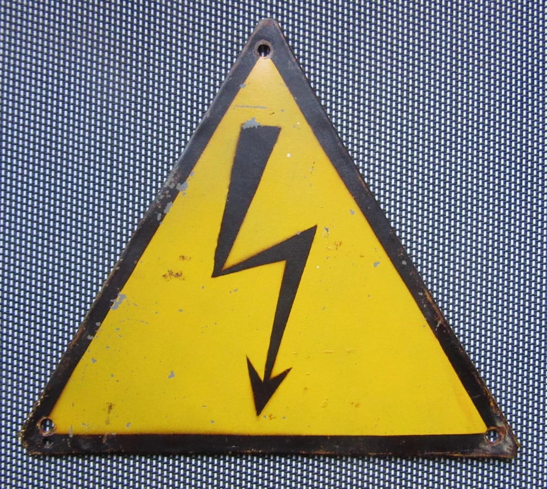 Vintage Soviet USSR Metal Warning Sign Beware Electricity / Great for ...
