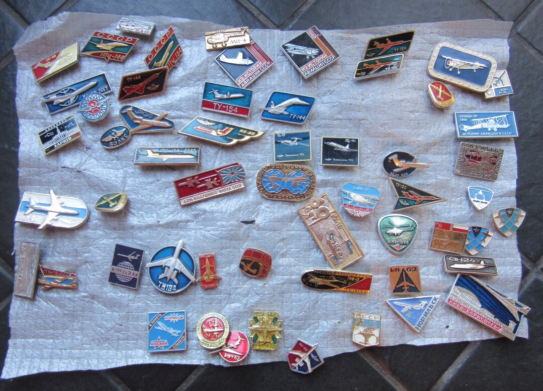 55 Pcs Vintage Soviet AEROFLOT Plane / Russia Air Force Pin Badge - Etsy