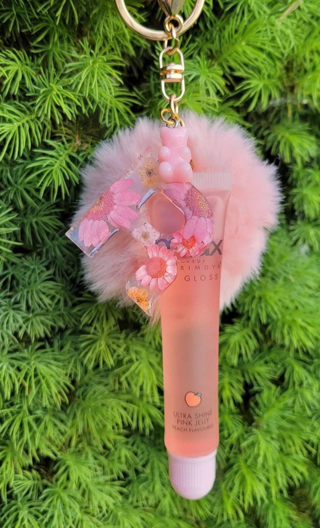 Personalized Lipgloss Keychain With Custom Letter, Milk Tea Boba Charm, Pompom Puff | Holiday ...