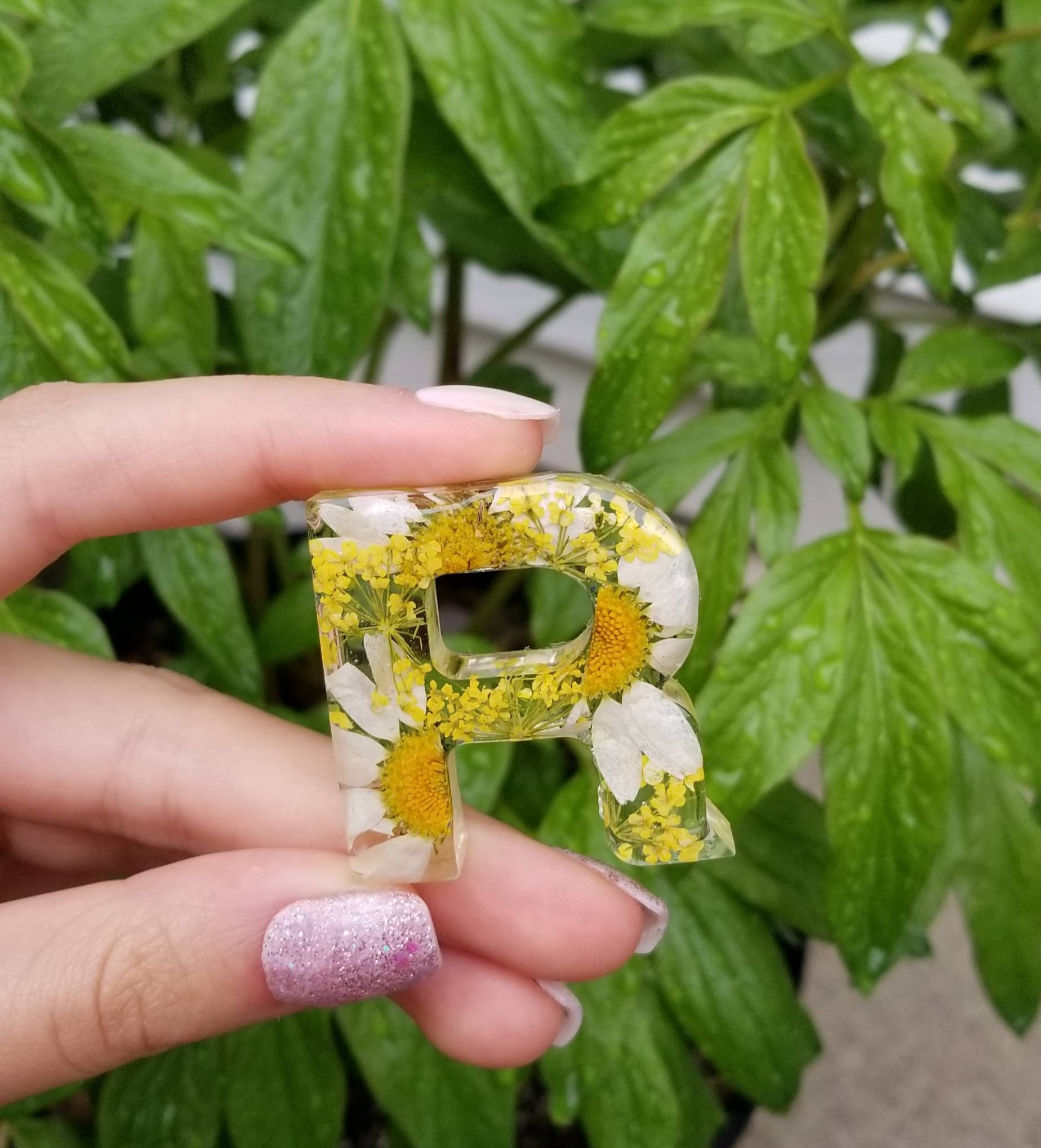 Initial Letter Keychain in Clear Resin W/ Pretty Add-ins | Etsy