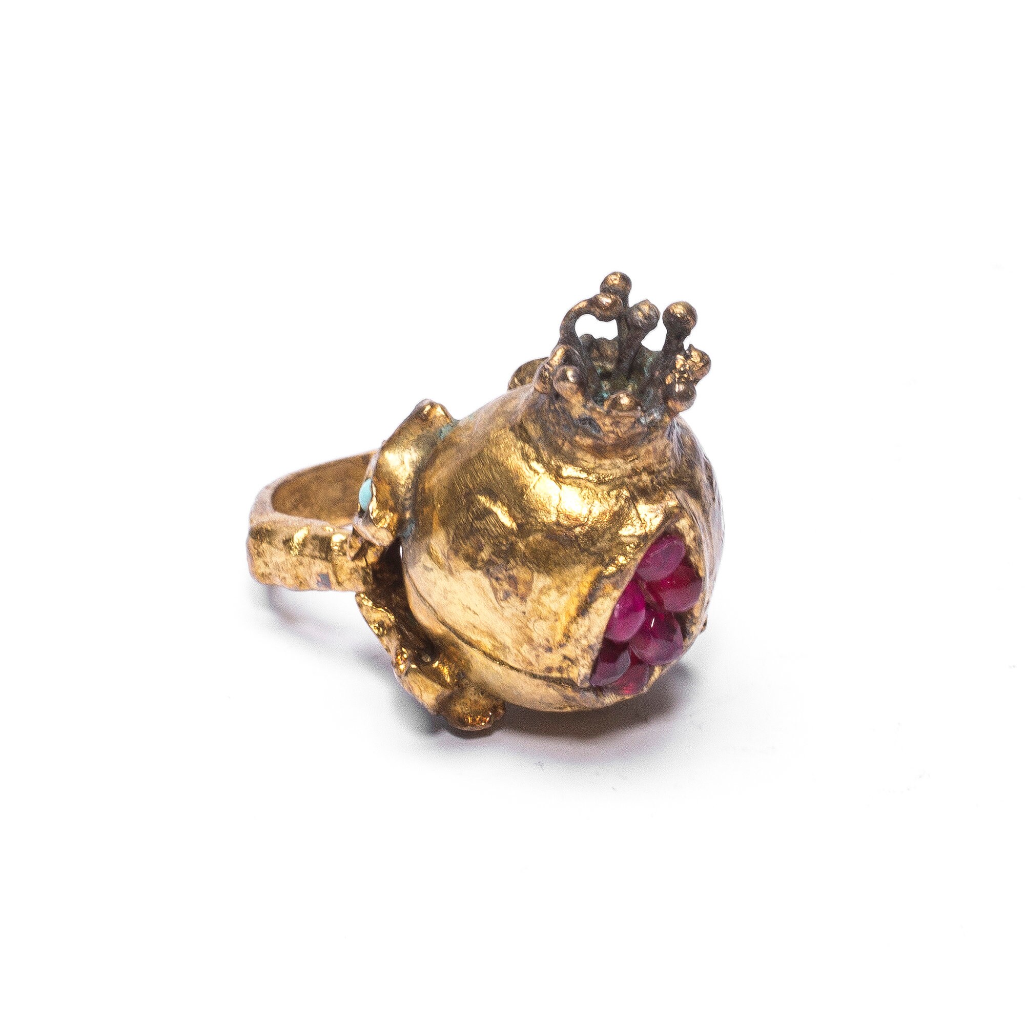 Handmade Pomegranate Design Ring, Turquoise, Garnet ,pomegranate ...