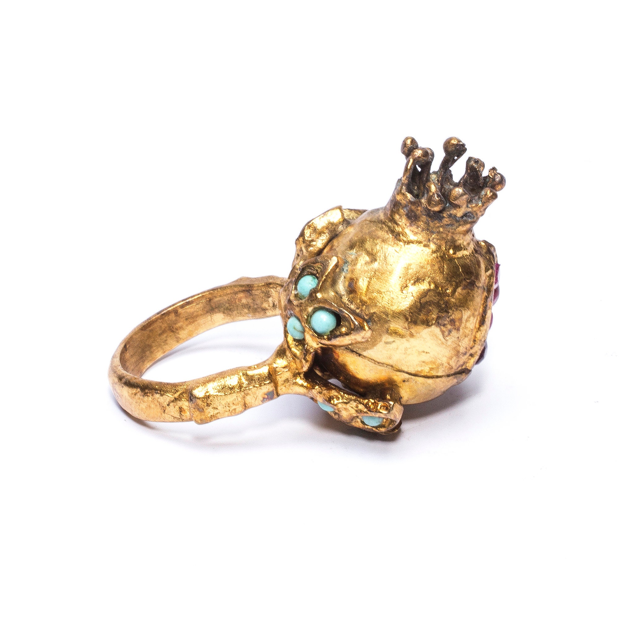 Handmade Pomegranate Design Ring, Turquoise, Garnet ,pomegranate ...
