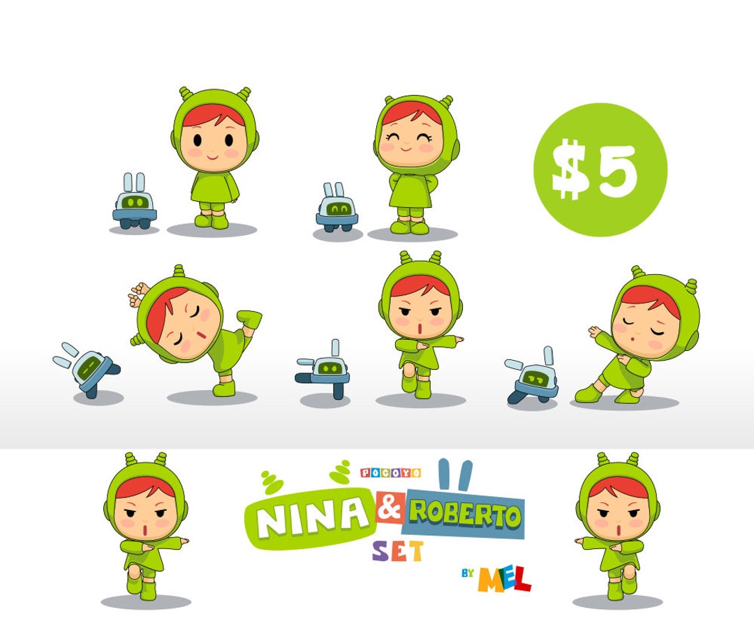 Pocoyo's Nina and Roberto Vector Clipart Set SVG Easy to - Etsy
