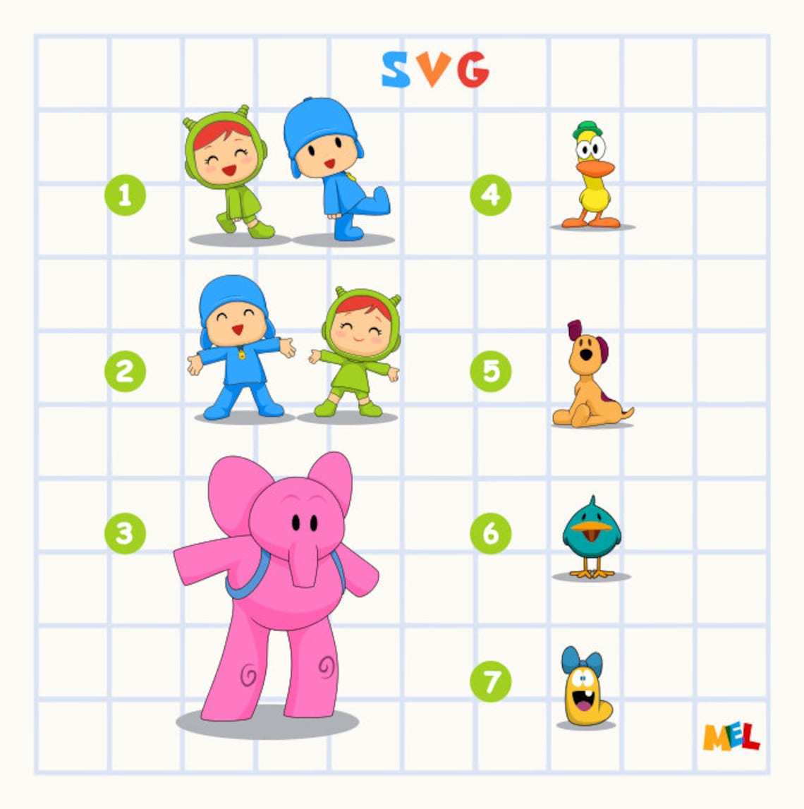 Pocoyo and Friends SVG Vector Clipart Set - Etsy