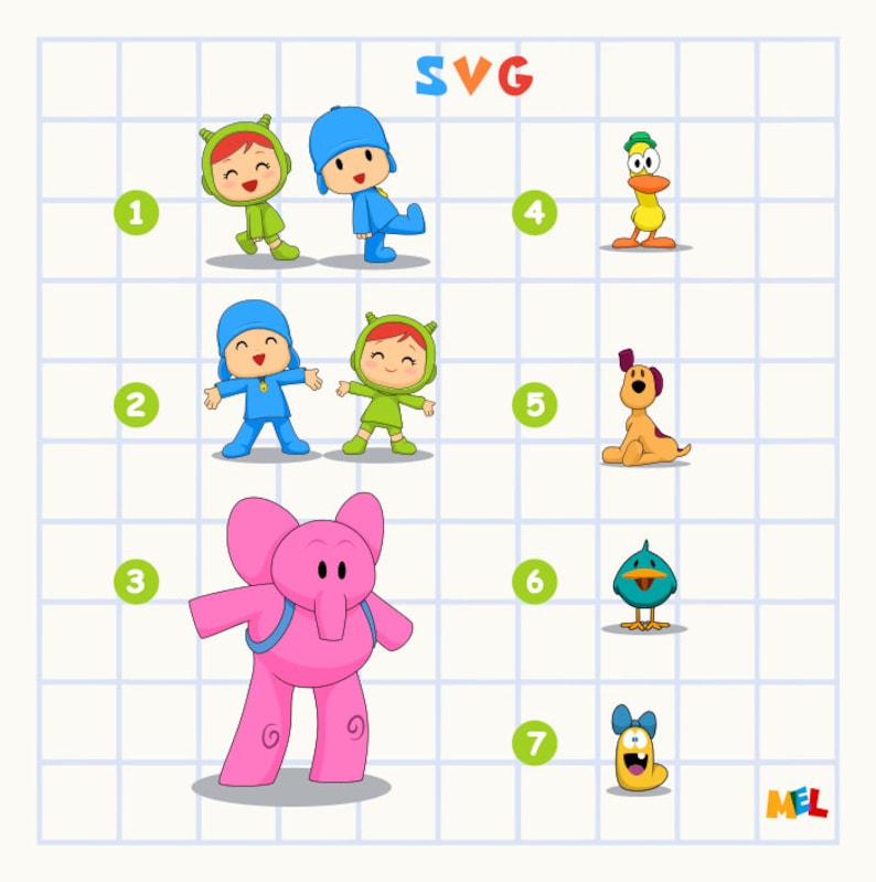 Pocoyo and Friends SVG Vector Clipart Set - Etsy