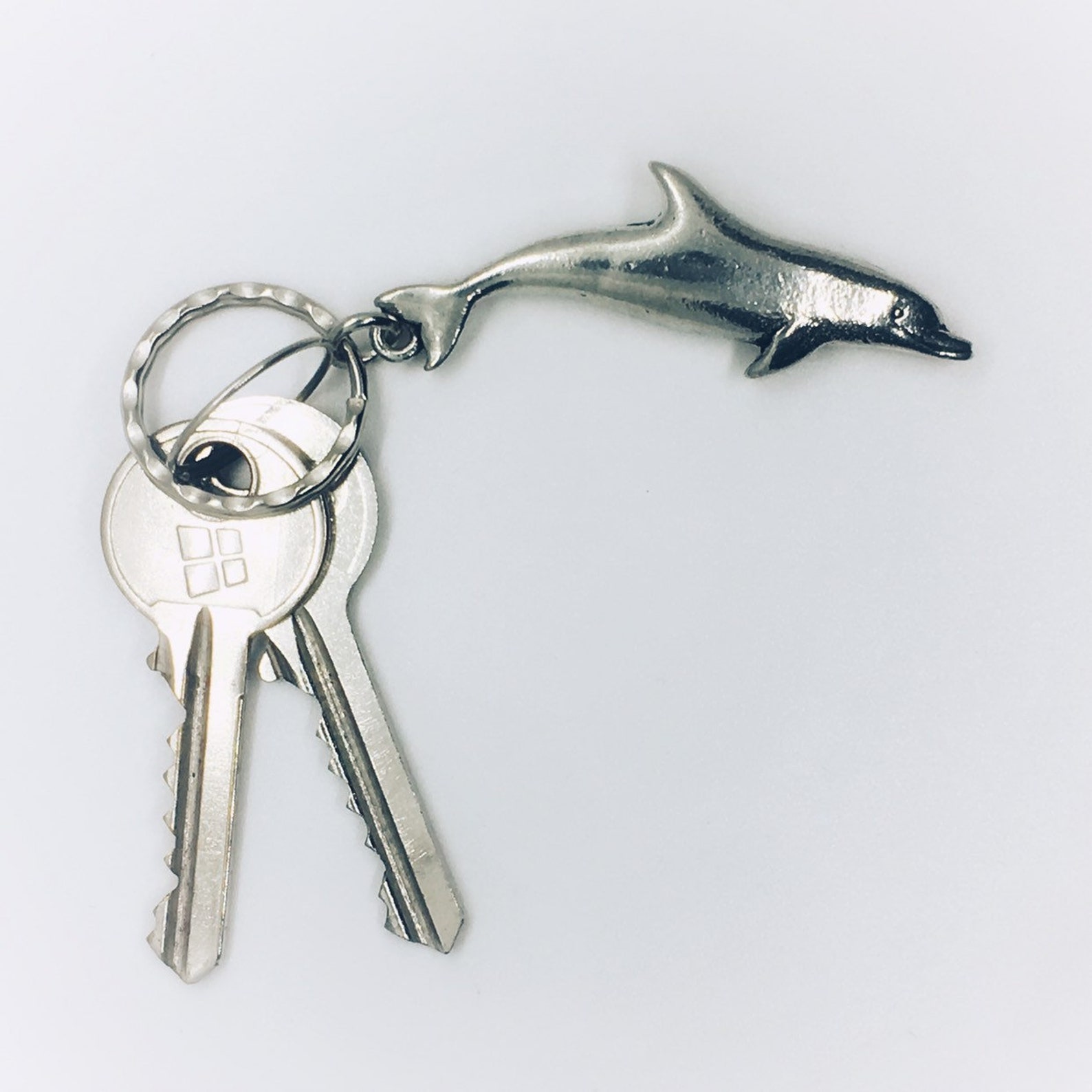 Dolphin Key Ring, Handmade UK Modern English Pewter, Dolphin Keychain ...