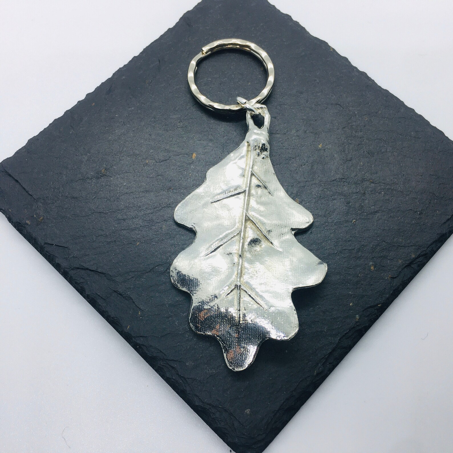 Oak Leaf Key Ring Handmade UK Modern English Pewter Oak Leaf - Etsy
