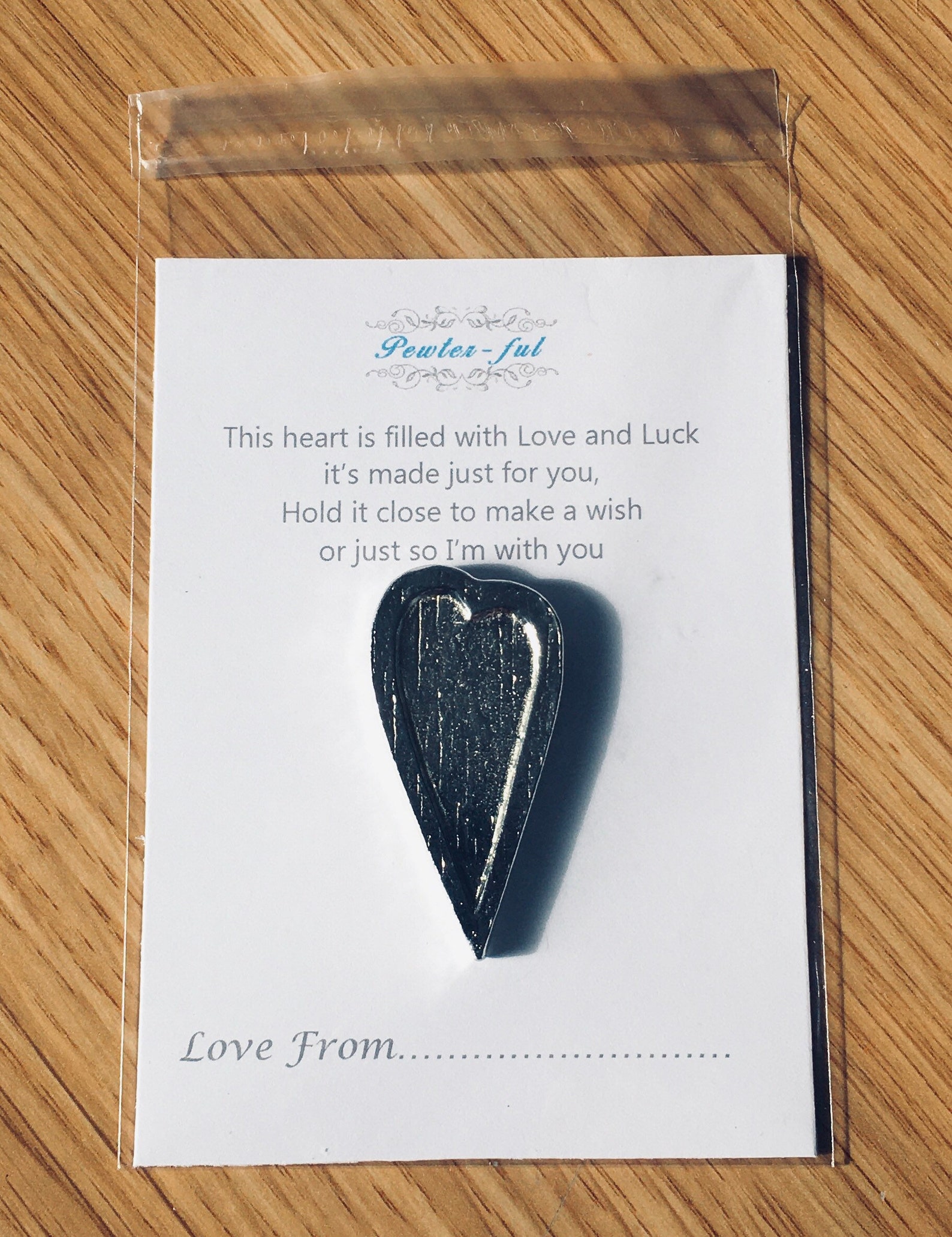 Pocket Hug Personalised Heart Keepsake Token on Card Pewter - Etsy