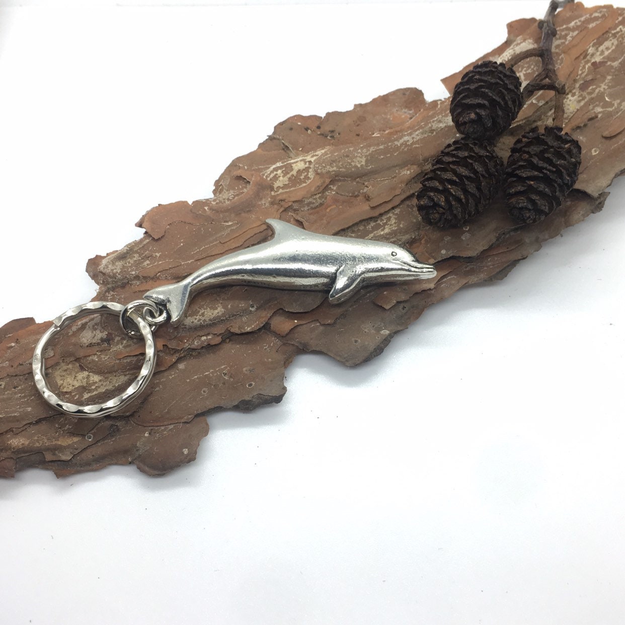 Dolphin Key Ring, Handmade UK Modern English Pewter, Dolphin Keychain ...