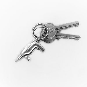 Drill Key Ring, Tool Keyring, Handmade UK Modern English Pewter, Drill ...
