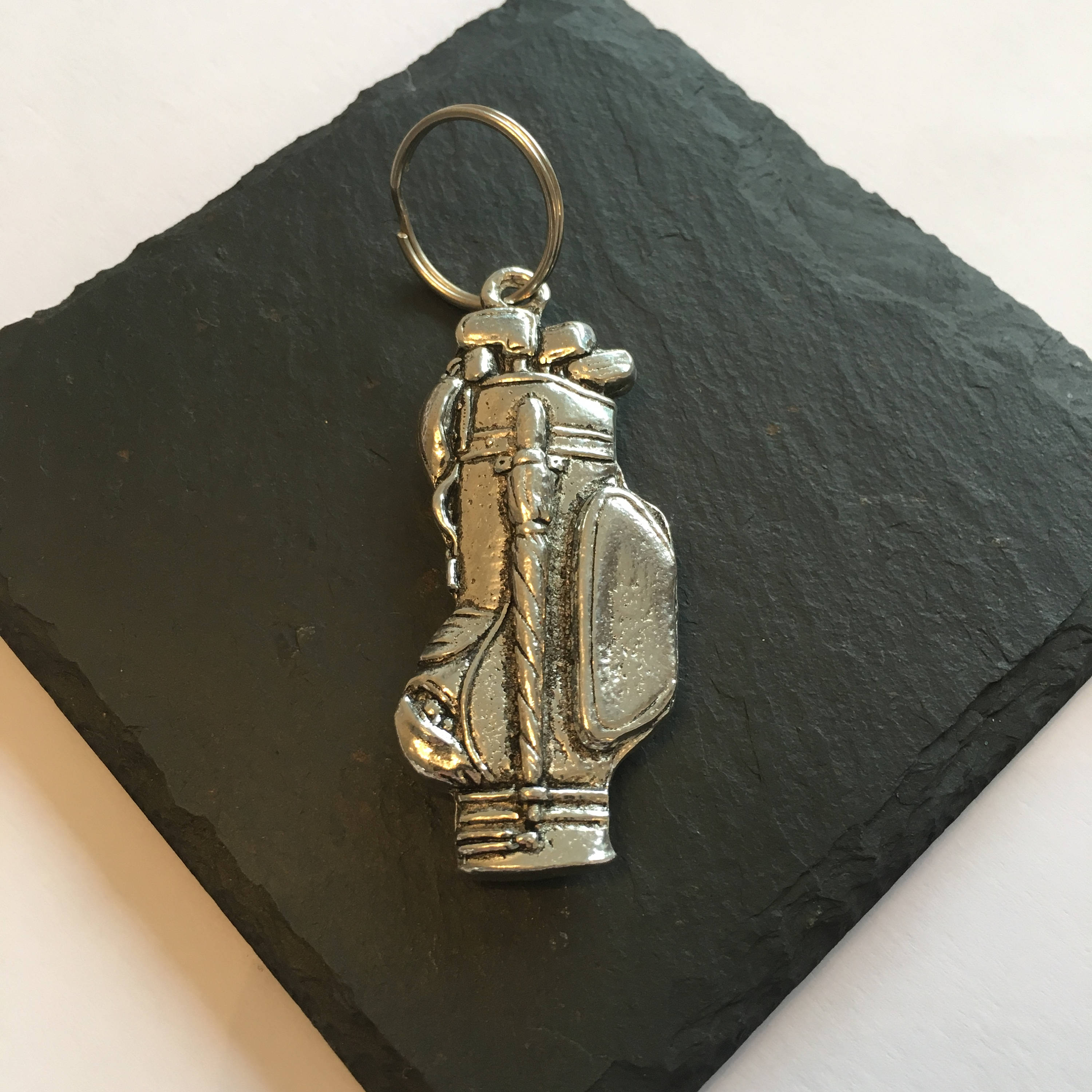 Golf Bag Key Ring, Handmade UK Modern English Pewter, Golf Bag Keychain ...