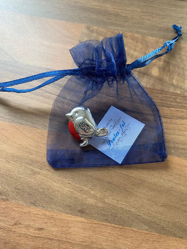 Robin Pin Badge Handmade Modern English Pewter Robin Red - Etsy