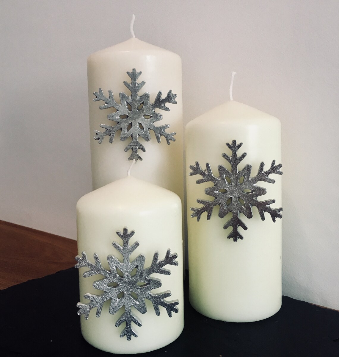 Snowflake Candle Pin Decor (set of 3), Handmade UK Modern English ...