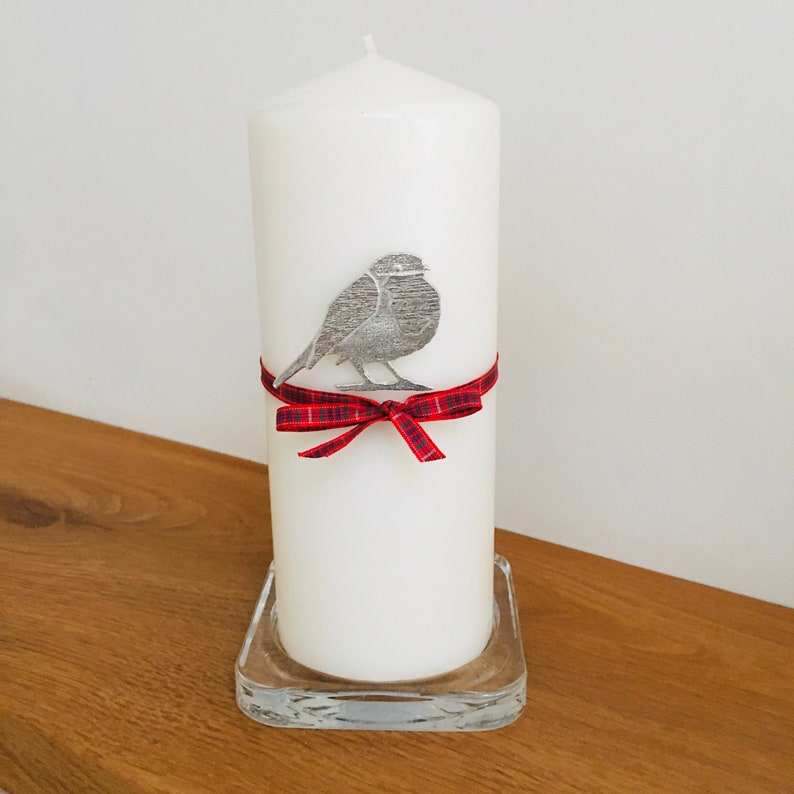 Robin Candle Decor, Handmade UK Modern English Pewter, Robin Candle Pin ...