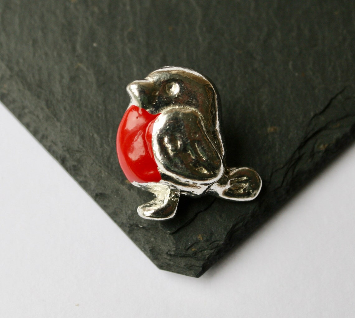 Robin Pin Badge Handmade Modern English Pewter Robin Red - Etsy