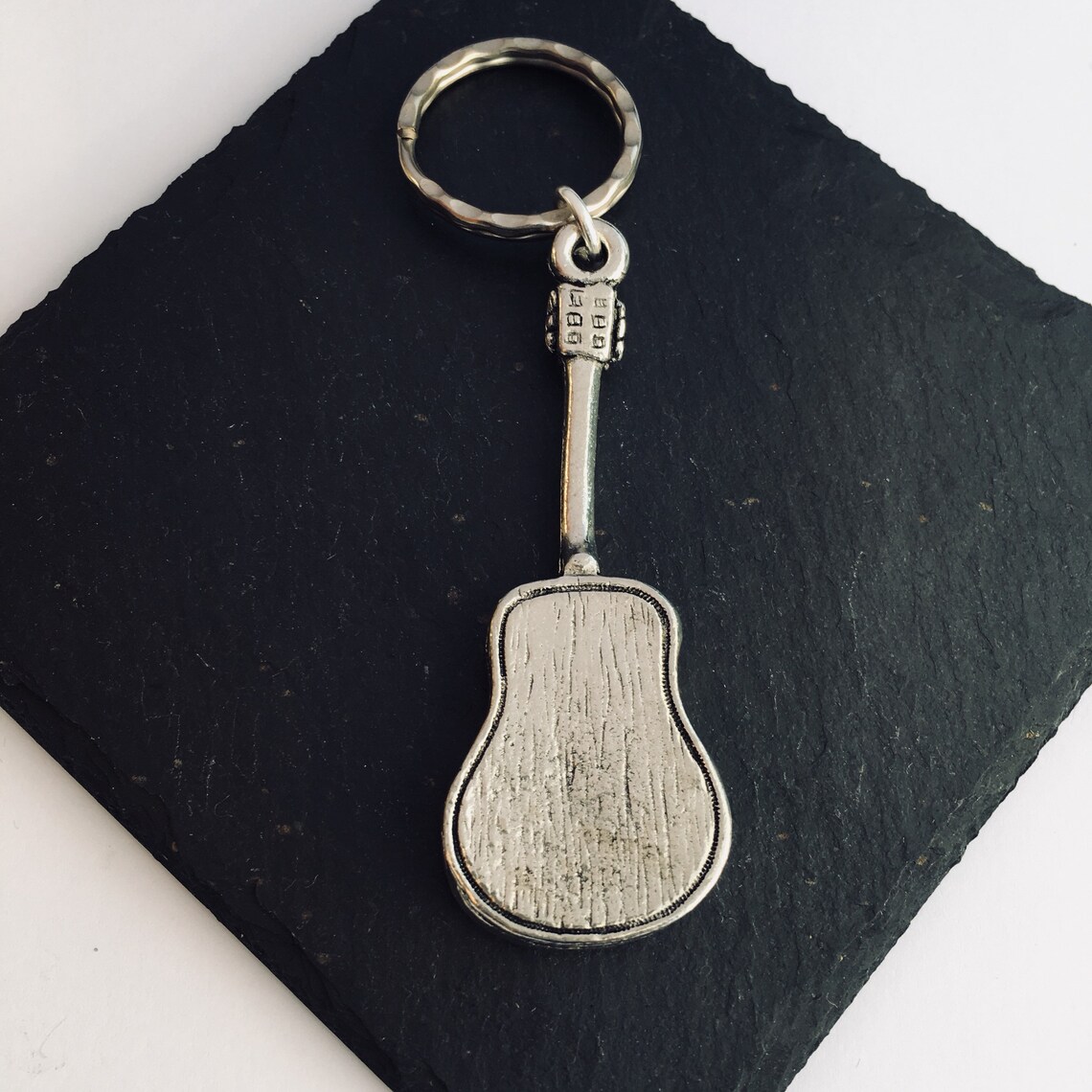 Guitar Key Ring, Handmade UK Modern English Pewter, Guitar Keychain - Etsy