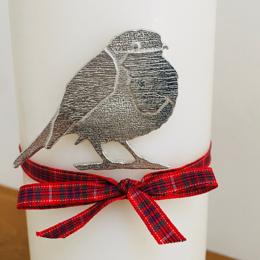 Robin Candle Decor, Handmade UK Modern English Pewter, Robin Candle Pin ...