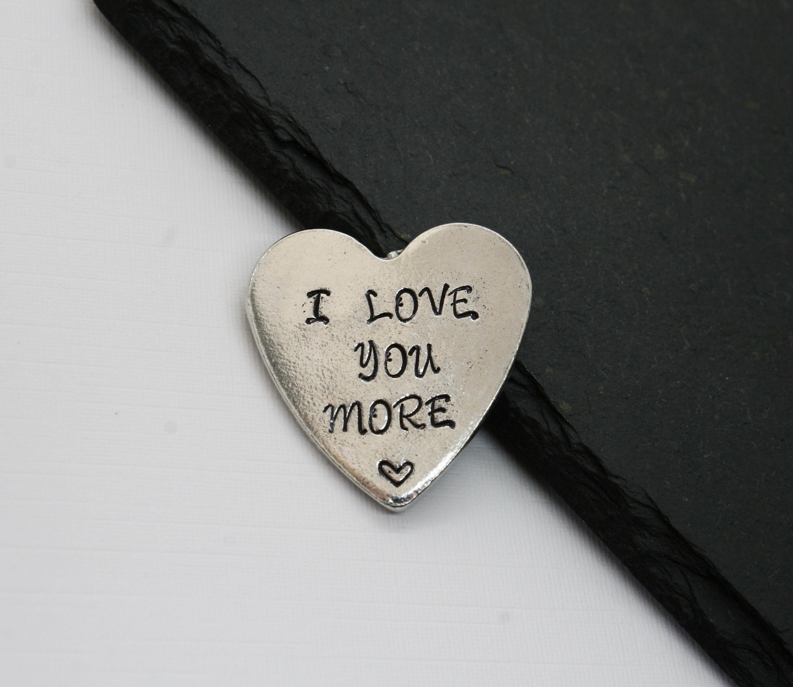I Love You More Heart Keepsake Token, Handmade UK Modern English Pewter ...