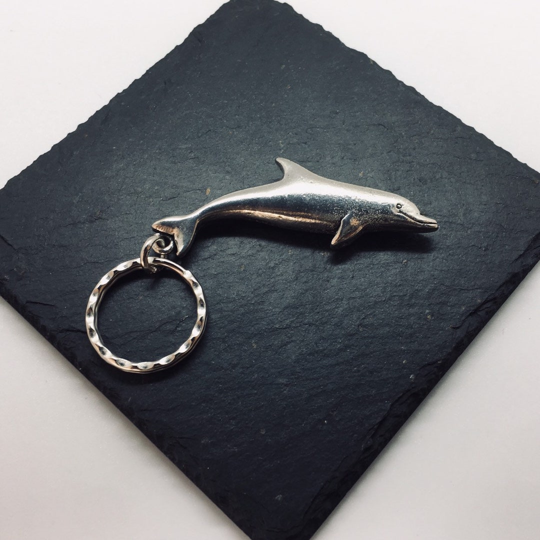 Dolphin Key Ring, Handmade UK Modern English Pewter, Dolphin Keychain ...